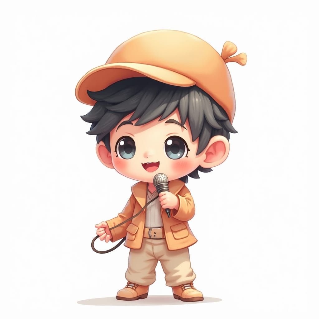 Whimsical Chibi Boy Singer in Pastel Hues, Kawaii ... - AI Art