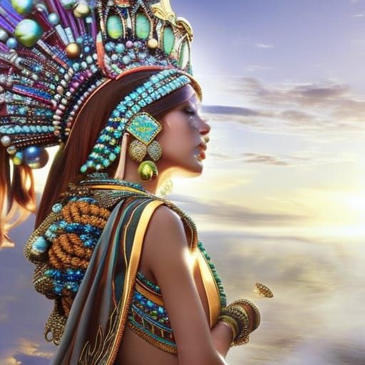 Beautiful Giant Goddess Wearing A String of Planetoids Necklaces like ...