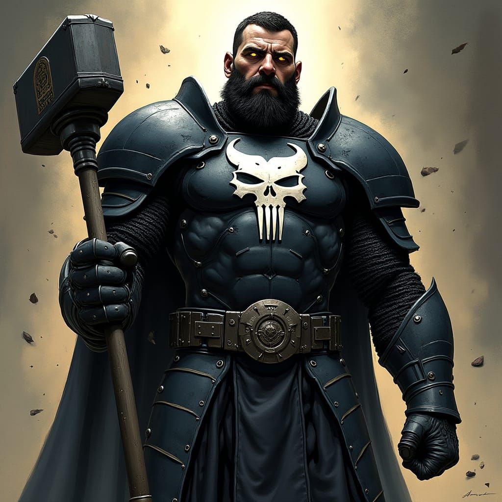 Dark Paladin of Vengeance, White Skull Knight - AI Art