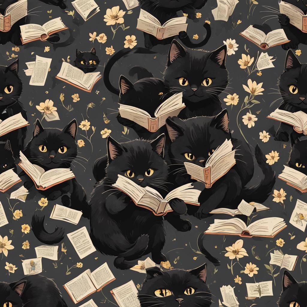 Black cat book club - AI Generated Artwork - NightCafe Creator