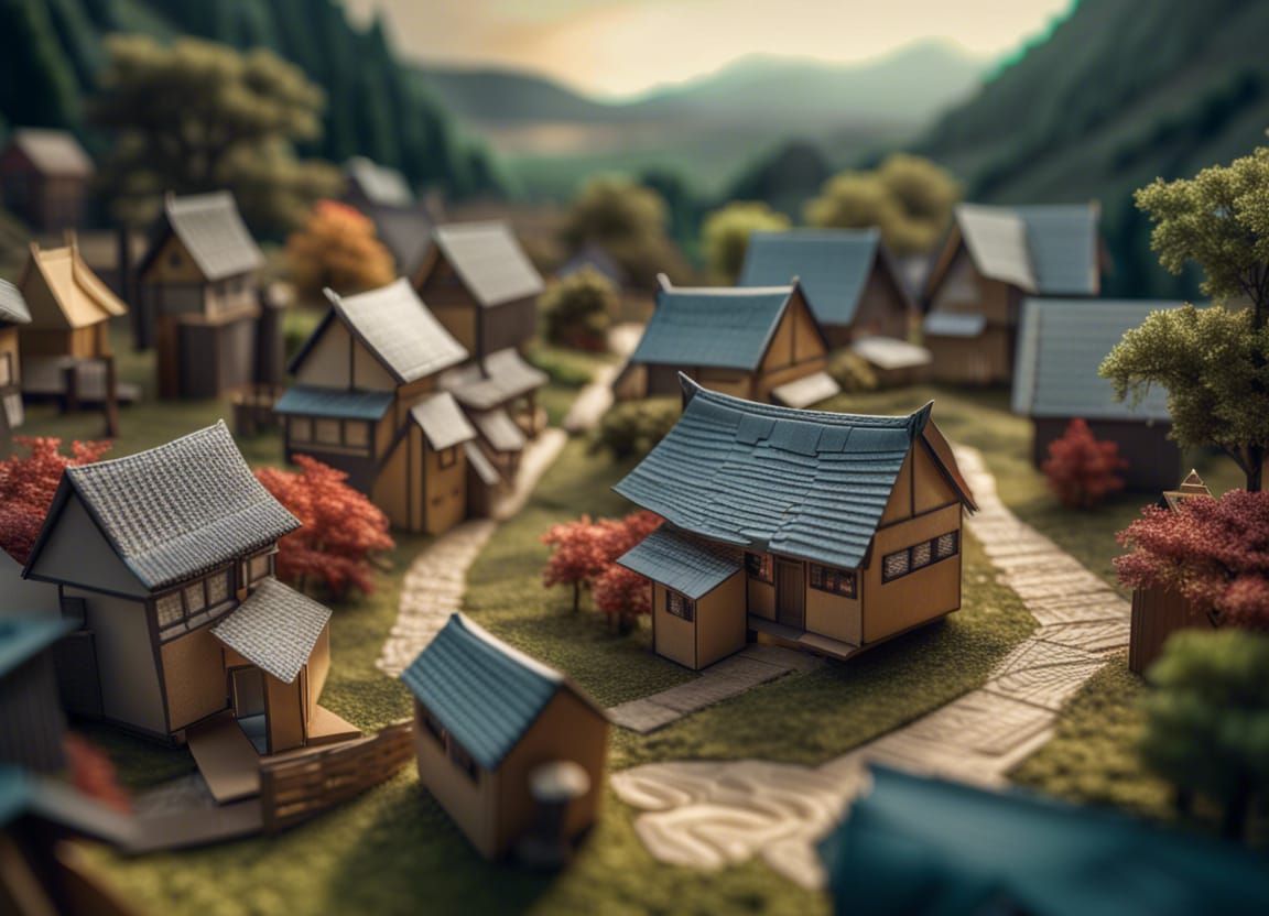 A traditional village made out of origami - AI Generated Artwork ...