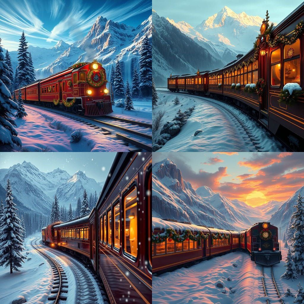 Christmas Orient Express Train in Epic Winter Land... - AI Art