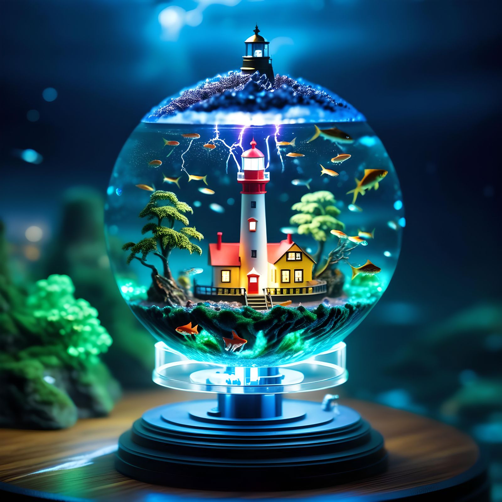 Lighthouse Fish Tank - AI Generated Artwork - NightCafe Creator
