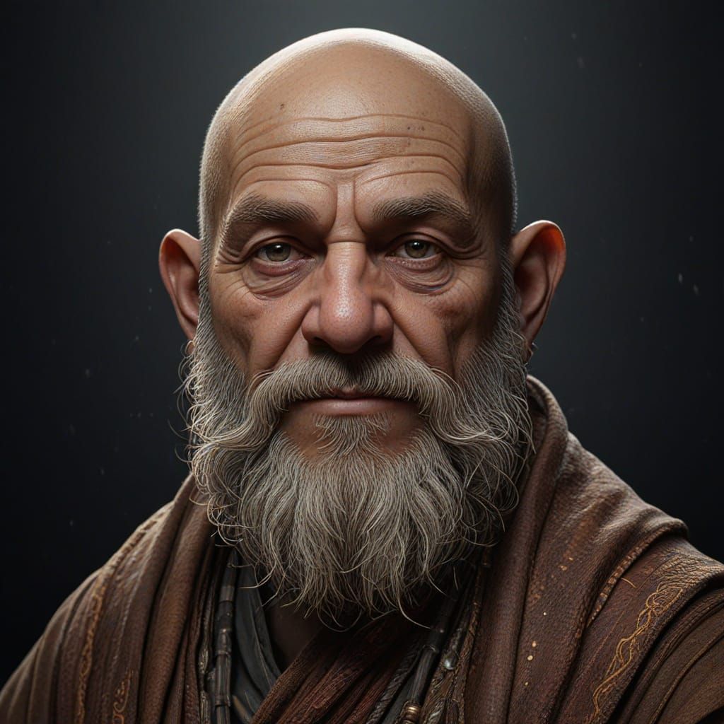 Gruff Dwarf Monk - Ancient Dwarf Monk in Triadic Colors