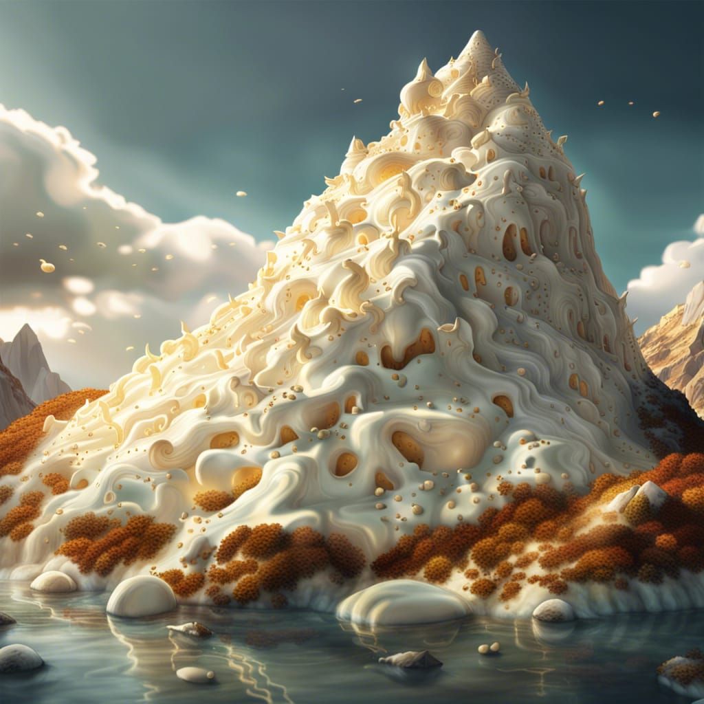 bubbly cheese mountain - AI Generated Artwork - NightCafe Creator