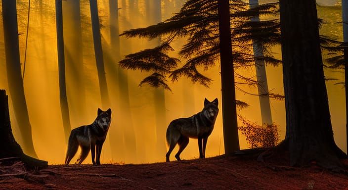 Wolves in the mist - AI Generated Artwork - NightCafe Creator