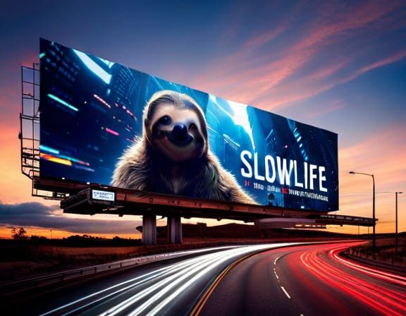 Slow Life Billboard - AI Generated Artwork - NightCafe Creator