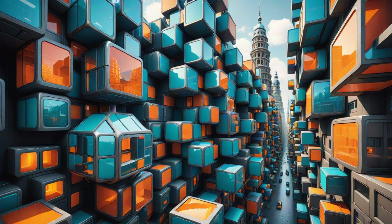 Cubes city - Futuristic Cityscape in Perfect Symmetry