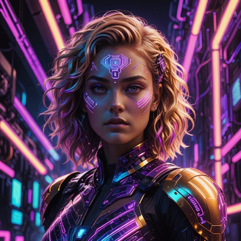 Retro-Futuristic Goddess Radiates Power in Cosmic ... - AI Art