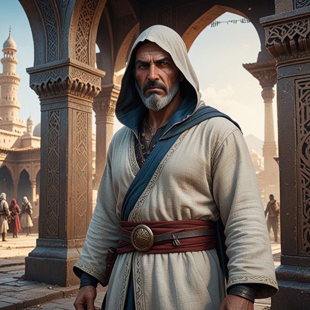 Persian assassin notices he is being followed