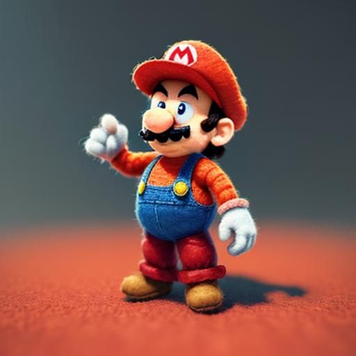 Tiny Cute Felted Mario! - AI Generated Artwork - NightCafe Creator