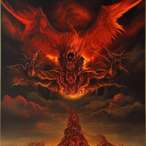 the god of hell, oil on canvas by Johann Füssli - AI Generated Artwork ...