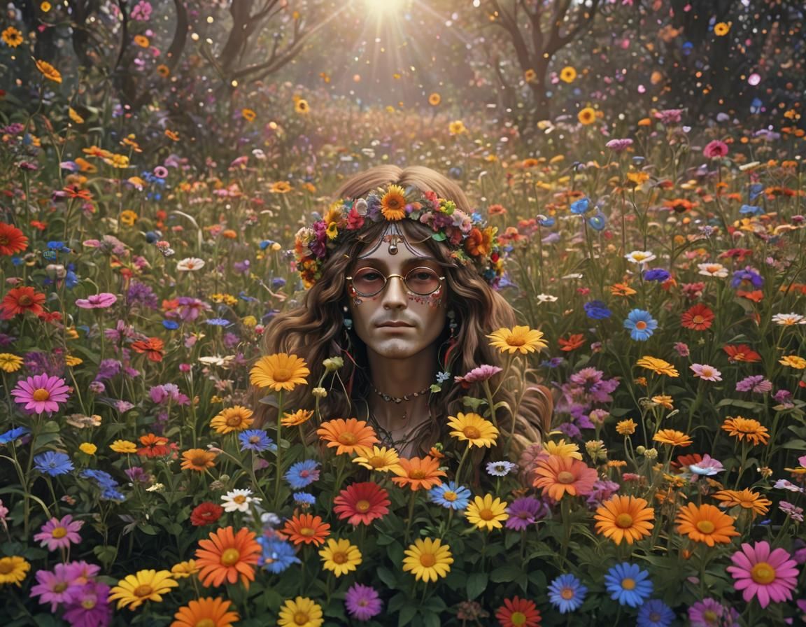 Hippie dream 1968 flowerpower love - AI Generated Artwork - NightCafe Creator