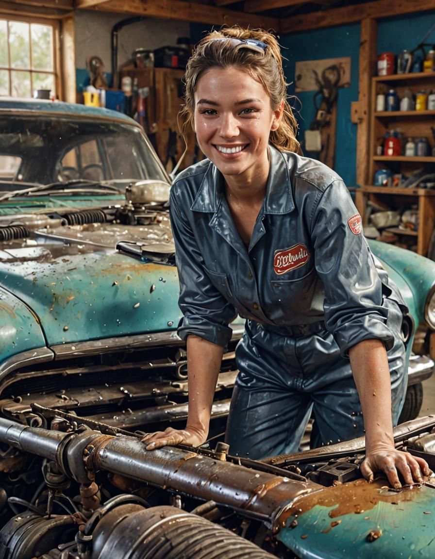 Gritty Garage Goddess Unveiled in Hyperrealistic P... - AI Art
