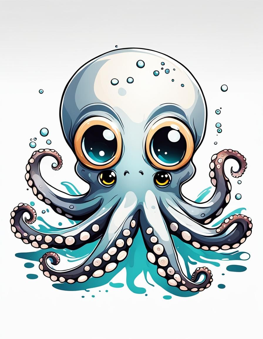 Cute chibi baby octopus - AI Generated Artwork - NightCafe Creator