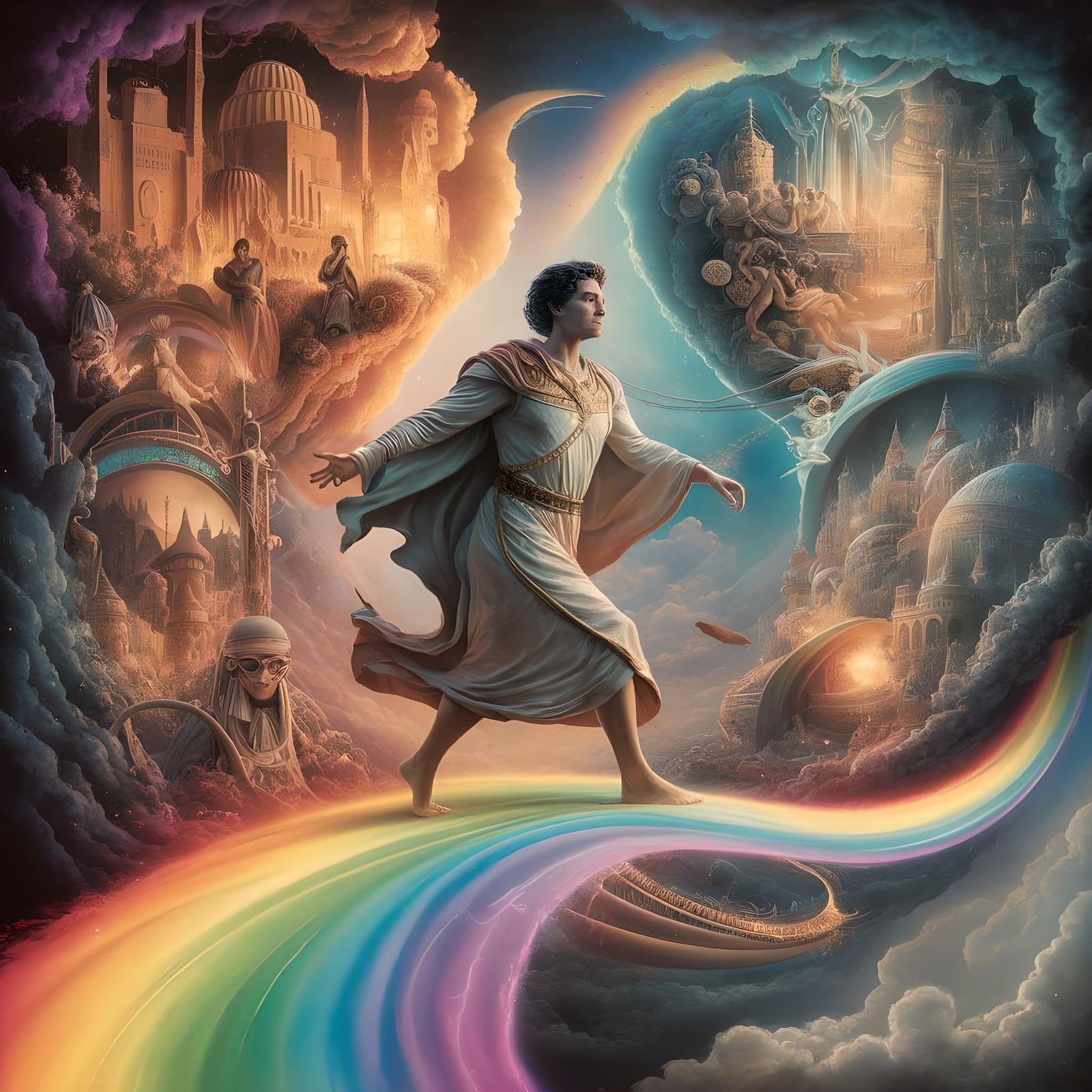 A time traveler on a rainbow #2 - AI Generated Artwork - NightCafe Creator