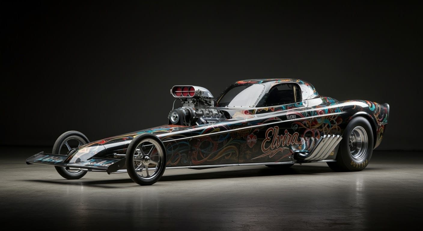 Retro-Futuristic Dragster Inspired by WW2 German T... - AI Art