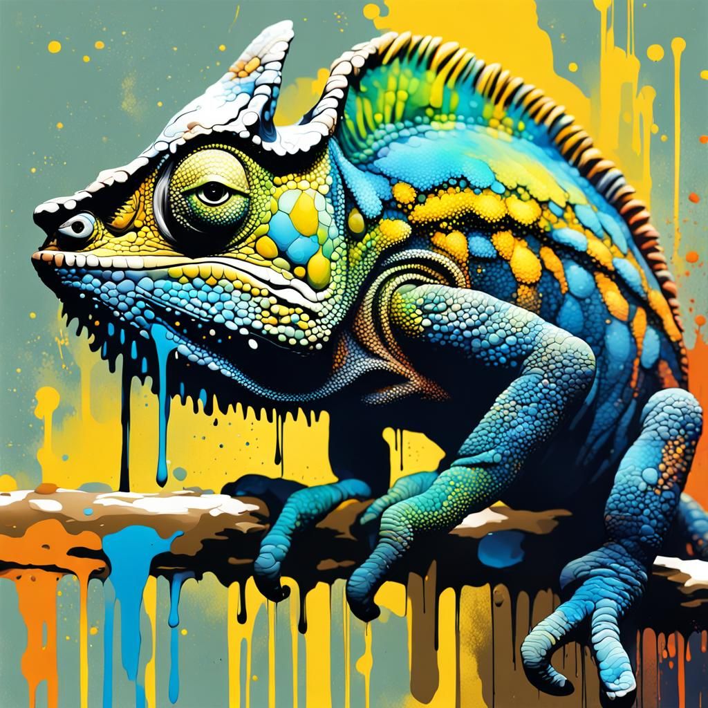 chameleon, Digital painting, Contemporary digital art, Modern era ...