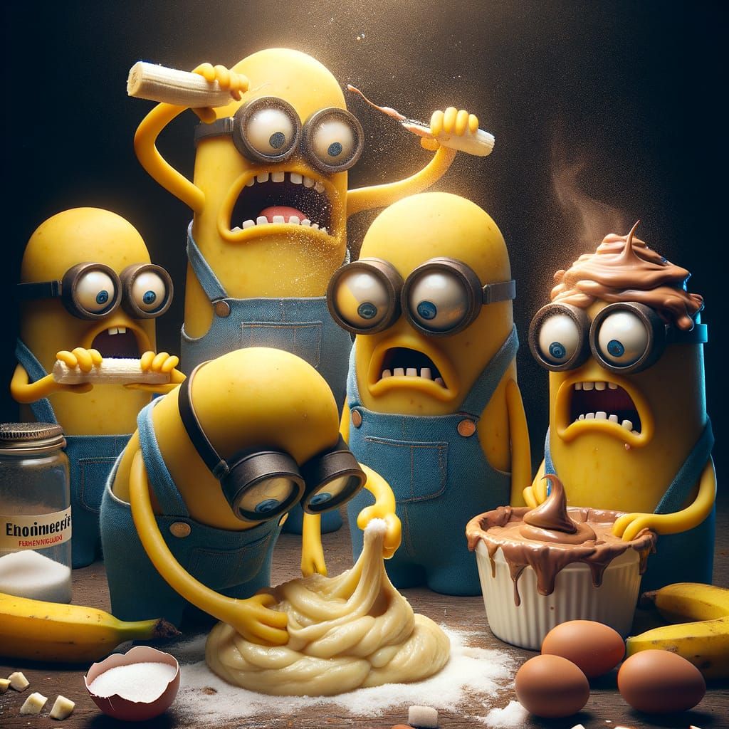 Minions' Baking Chaos in a Film-Like Quality - AI Art