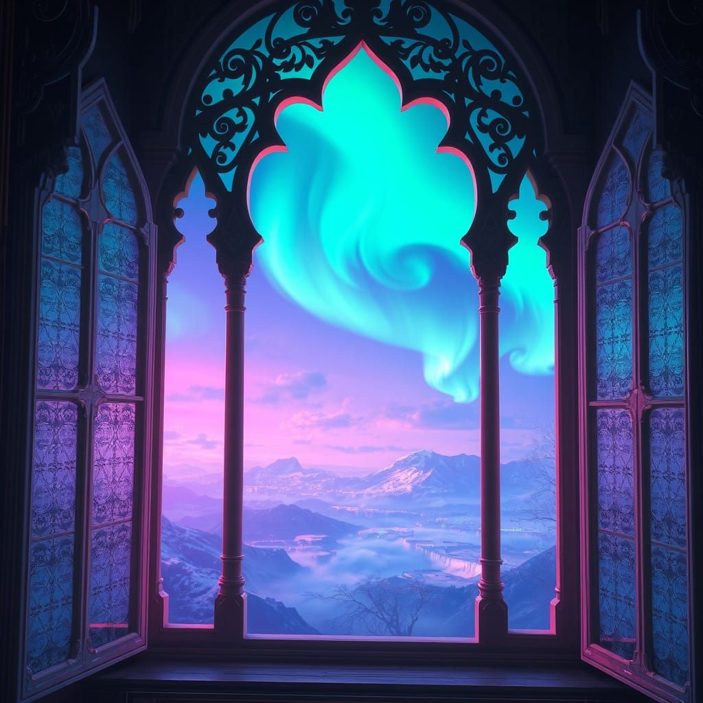 A wonderful view from my windo💜🩵 - Ethereal Windows to a M...