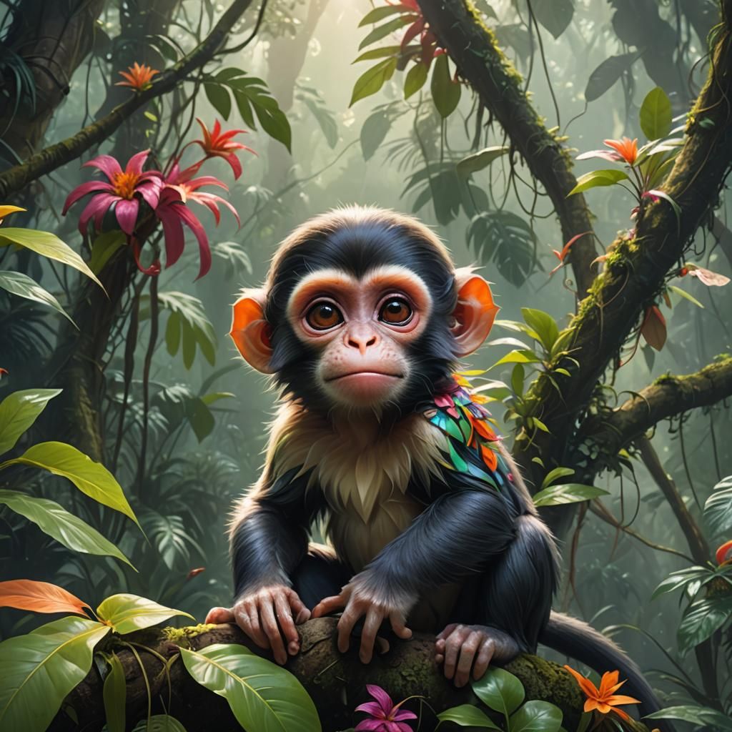 The Little Tree Monkey. - AI Generated Artwork - NightCafe Creator