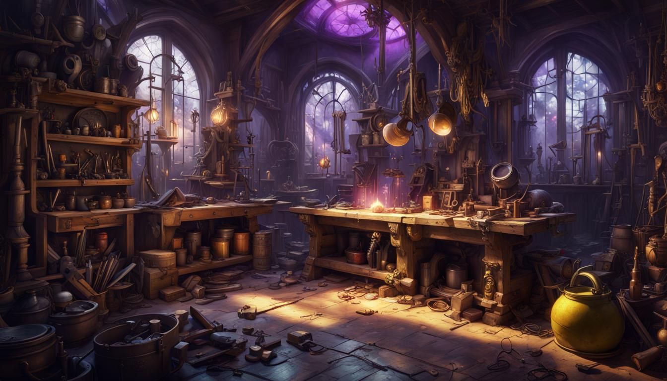 Artificers Workshop - AI Generated Artwork - NightCafe Creator