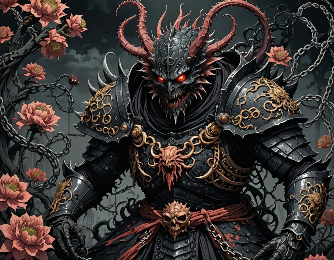 Style Ukiyo-e monster knight with tentacles - AI Generated Artwork ...