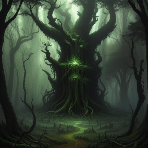 Eldritch forest James Gurney fantasy - AI Art