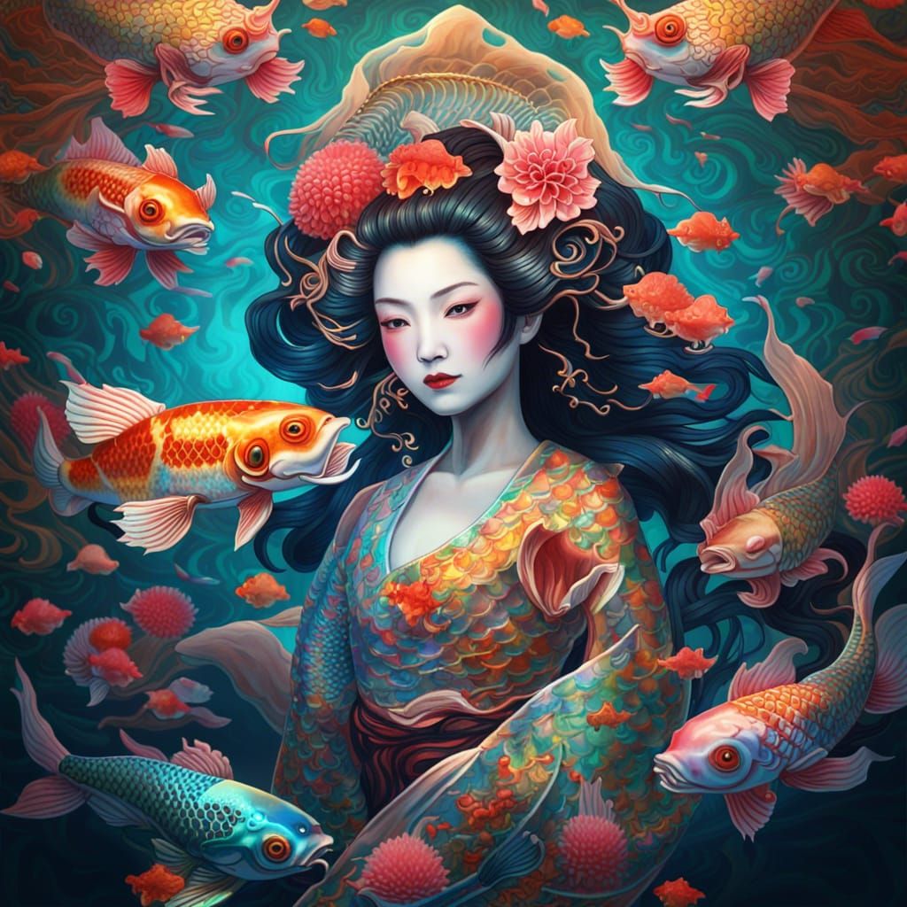 Koi Geisha - AI Generated Artwork - NightCafe Creator