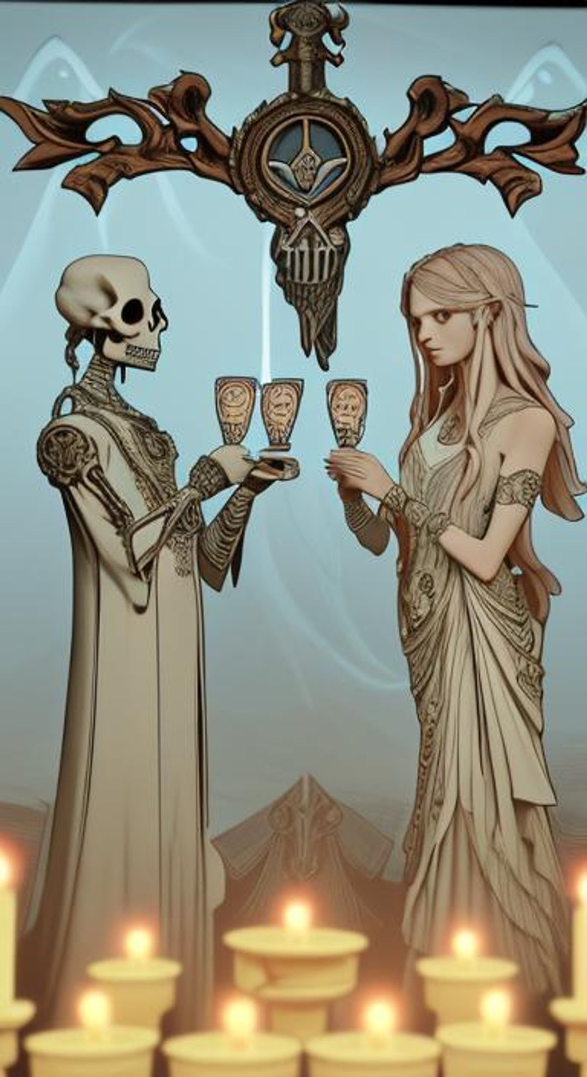 Caduceus High resolution Two of cups tarot deck 4k table with candles ...