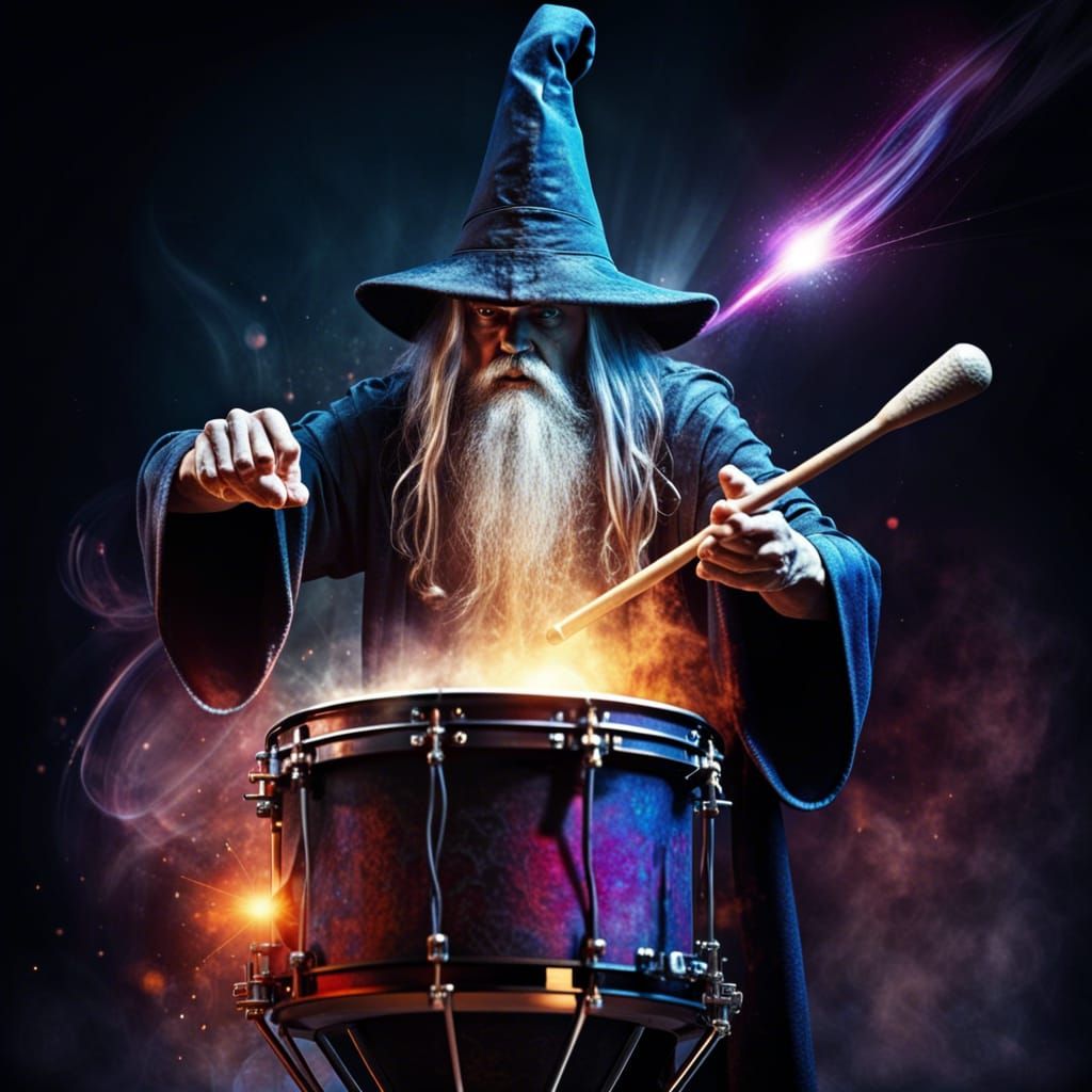 Magician Rock drummer Wizard, - AI Generated Artwork - NightCafe Creator