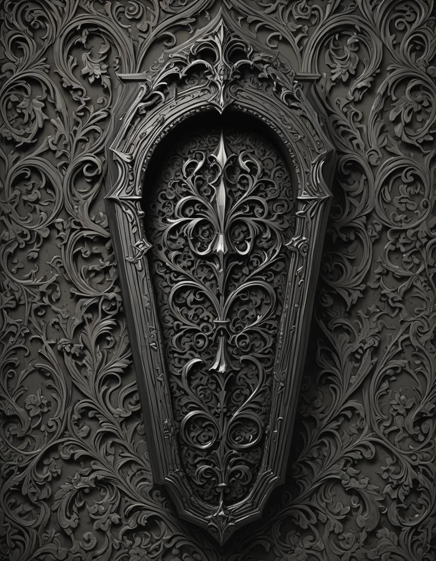 gothic victorian all-black damask coffin - AI Generated Artwork - NightCafe Creator