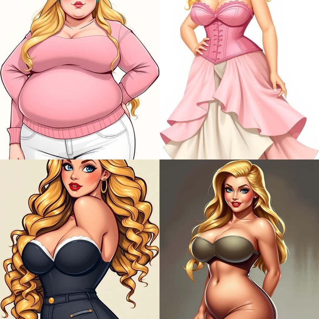 Cute Brunette Woman with Accentuated Bust and Curv... - AI Art