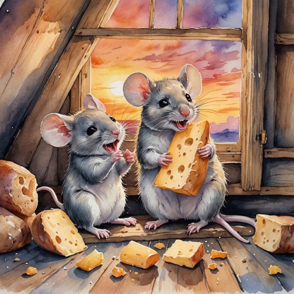 Hungry mice - AI Generated Artwork - NightCafe Creator
