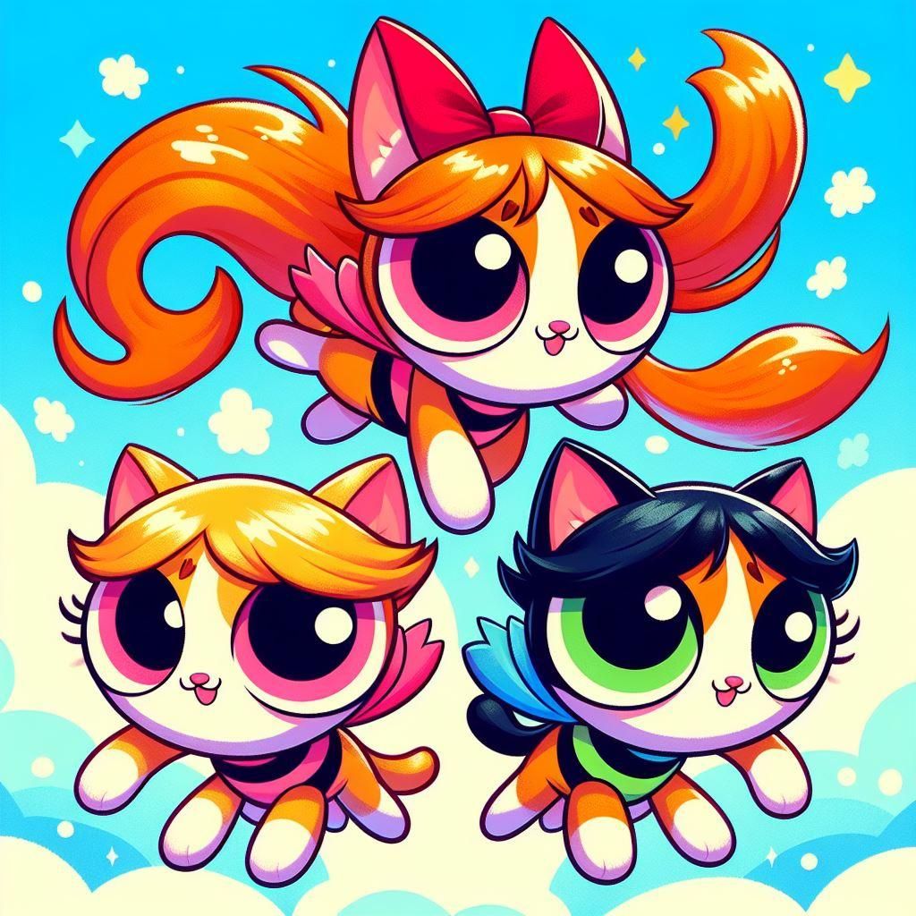 Powerpuff Cats - AI Generated Artwork - NightCafe Creator