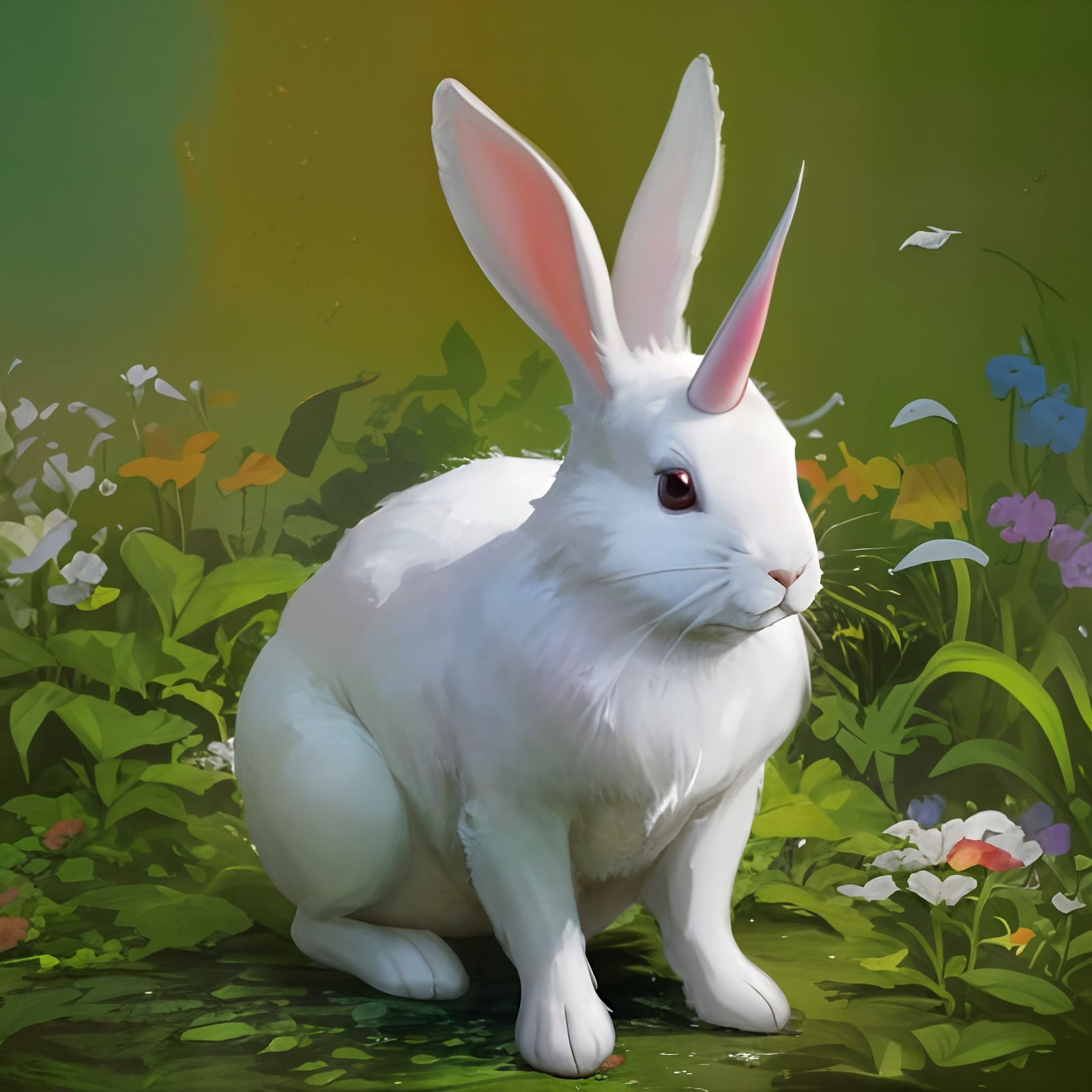 Almiraj - Fantastical White Rabbit with Horned Antlers