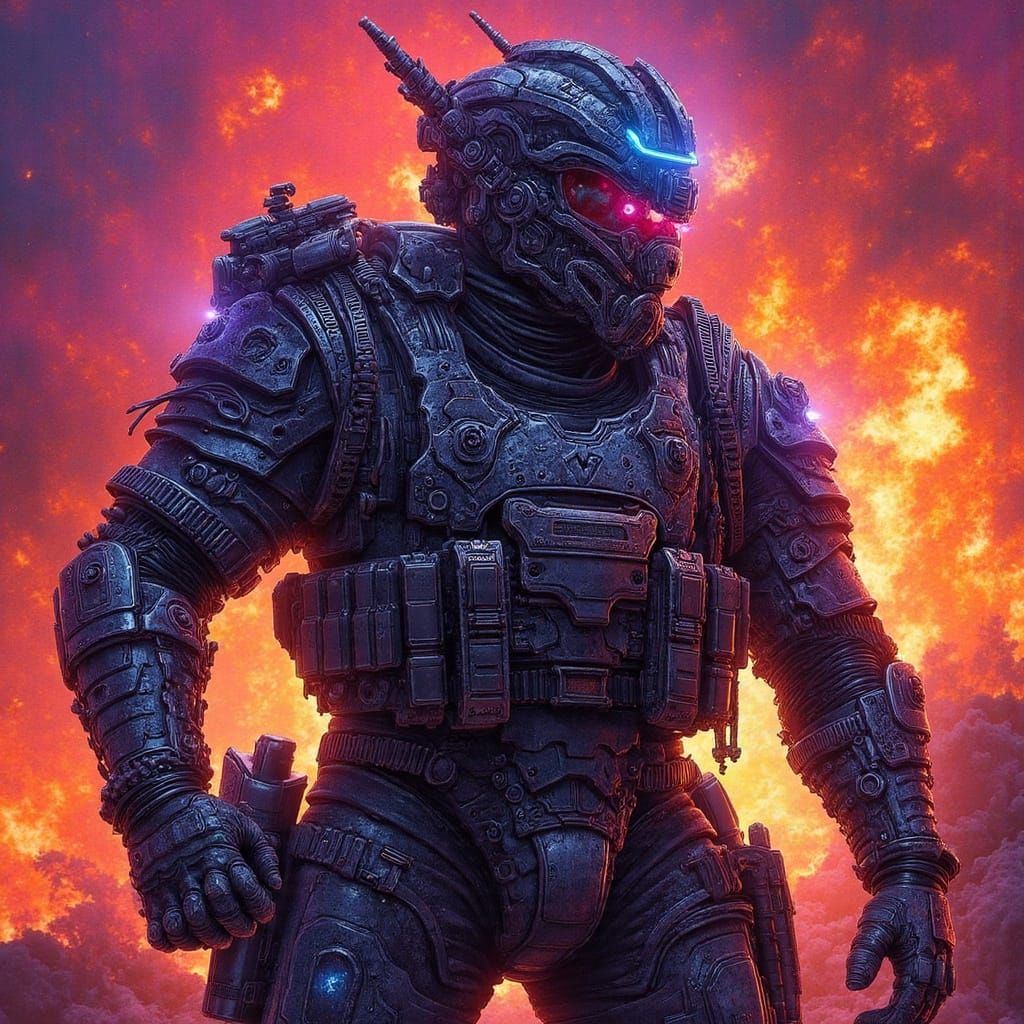 Nanites Armor - Futuristic US Marine in Nanowire Armor