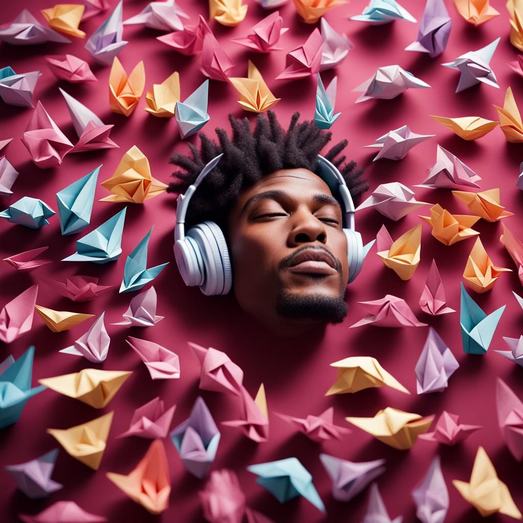 A visual representation of passionate, funky rap music being heard inside the mind of a dreaming ...