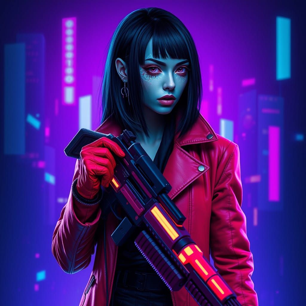 Futuristic Cyberpunk Goddess with Neon Accents - AI Art