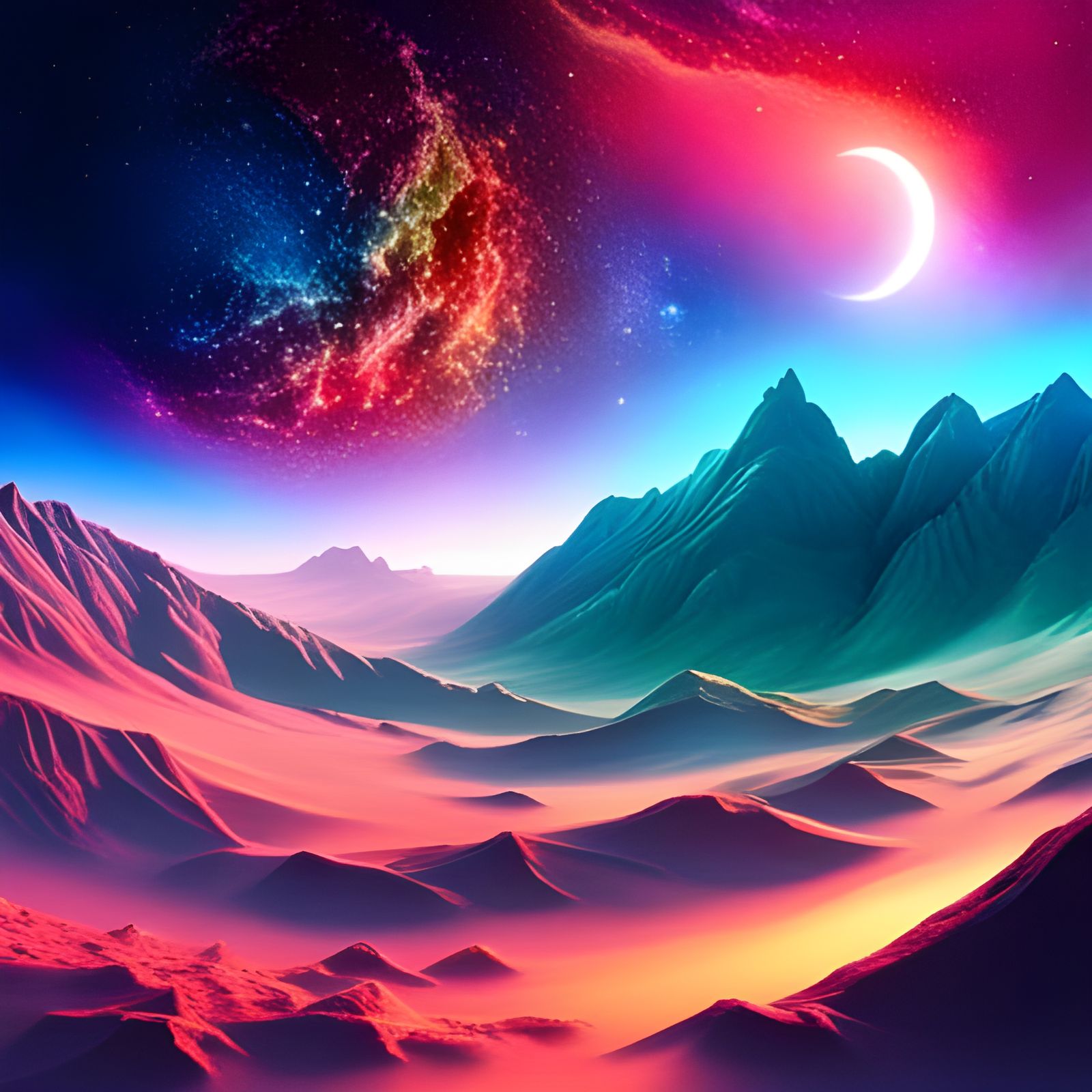 Fantasy Moonscape with stars - AI Generated Artwork - NightCafe Creator