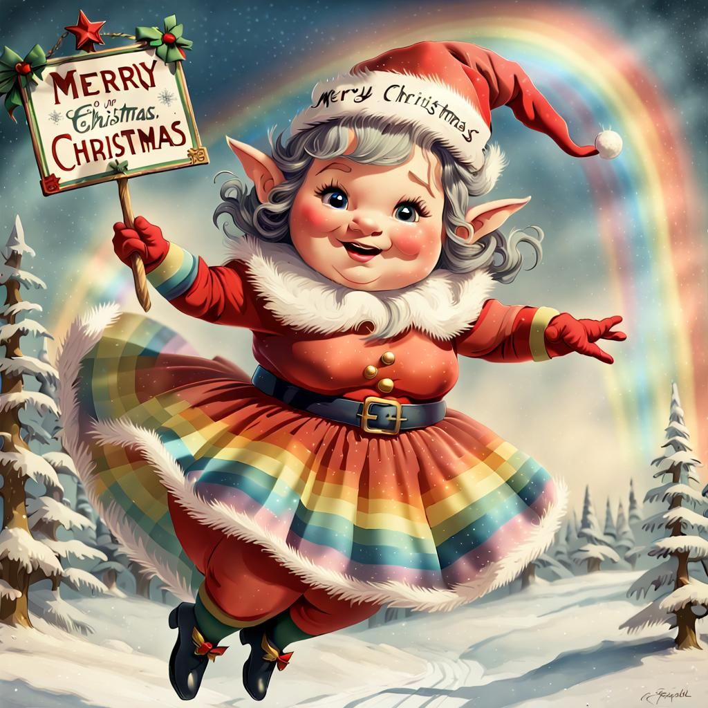 Santa Elf Wishing You A Merry Christmas - AI Generated Artwork ...