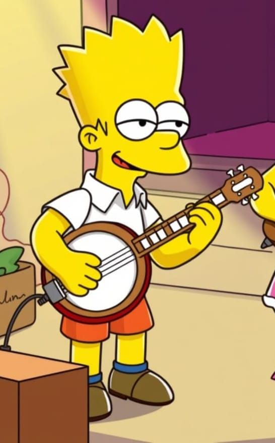 Bart Simpson playing a banjo - Bart Simpson Plays Banjo in a...