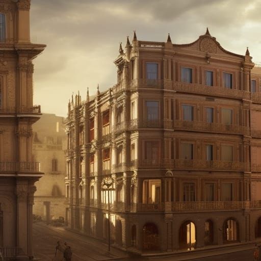 1800's Spanish Colonial downtown building - AI Generated Artwork ...