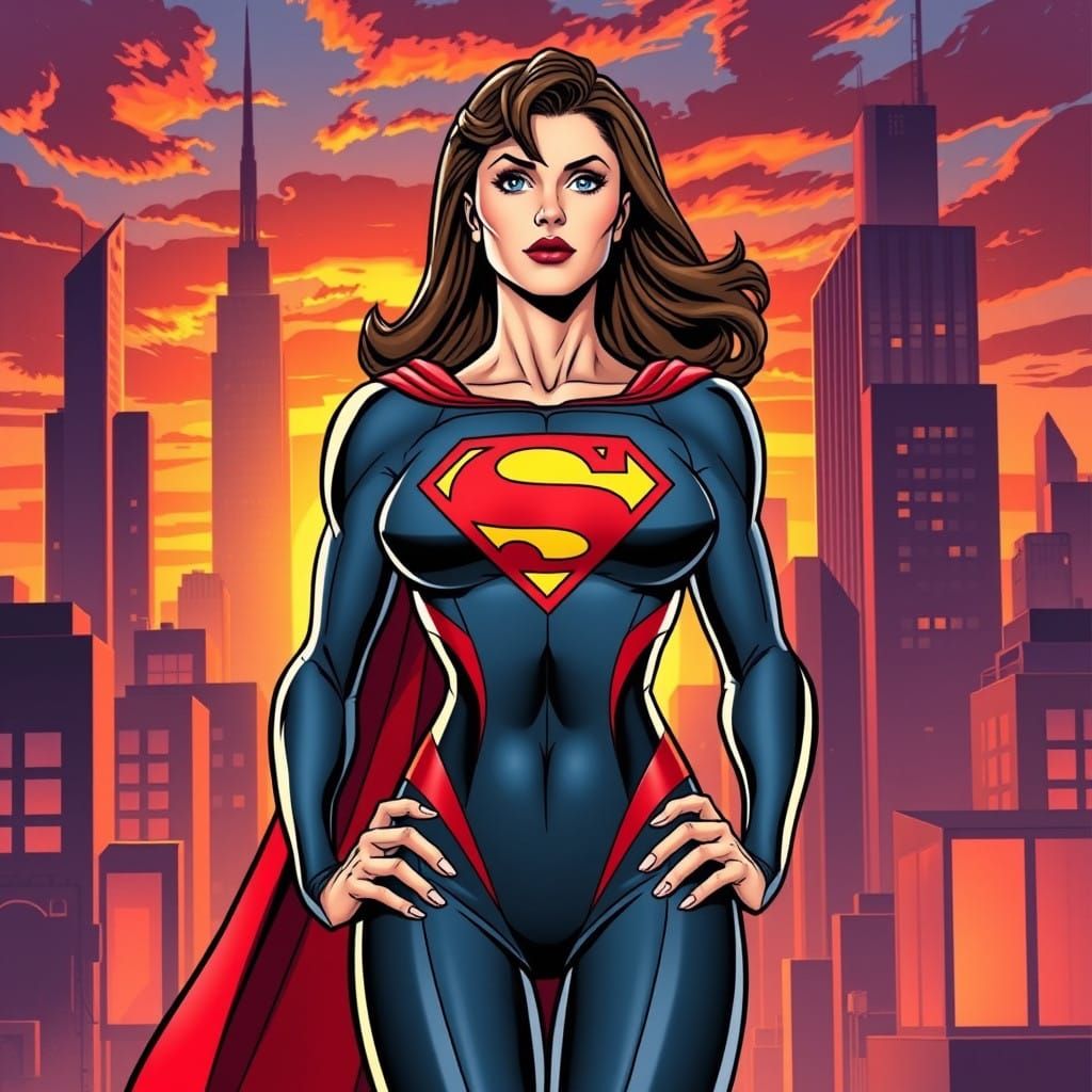 Superwoman in a Dynamic Cityscape - AI Art