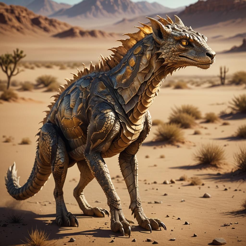 Realistic Imaginary Creatures - Scaly Desert Beast in Vivid ...