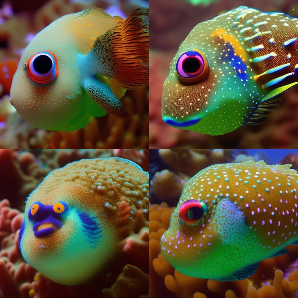 rainbow colored pufferfish in 8k - AI Generated Artwork - NightCafe Creator