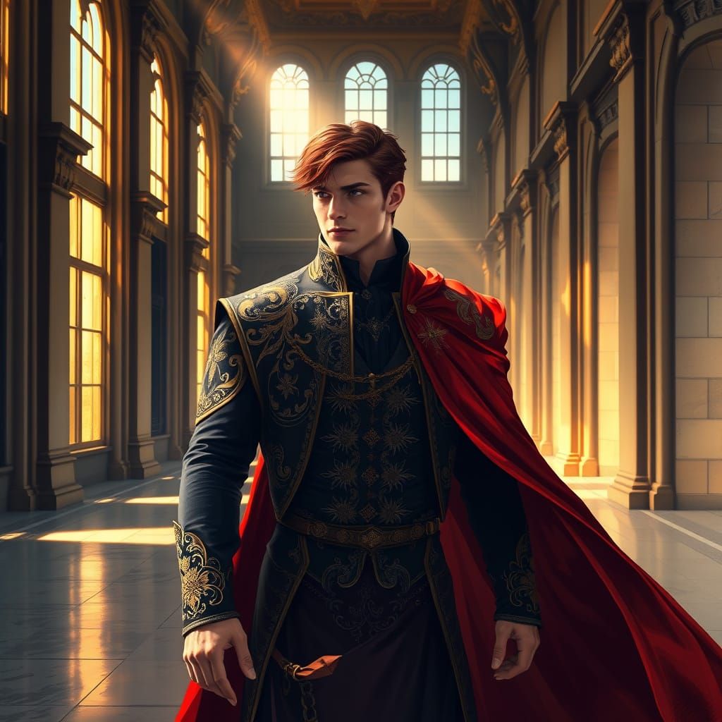 Sir Sonnaught - Regal Figure in Grand Hallway