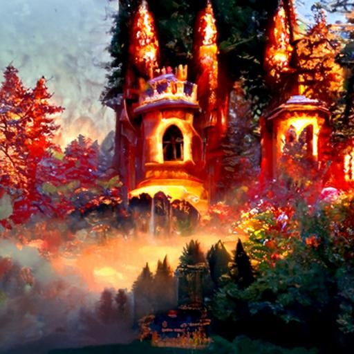 crimson castle in a golden wood : r/nightcafe