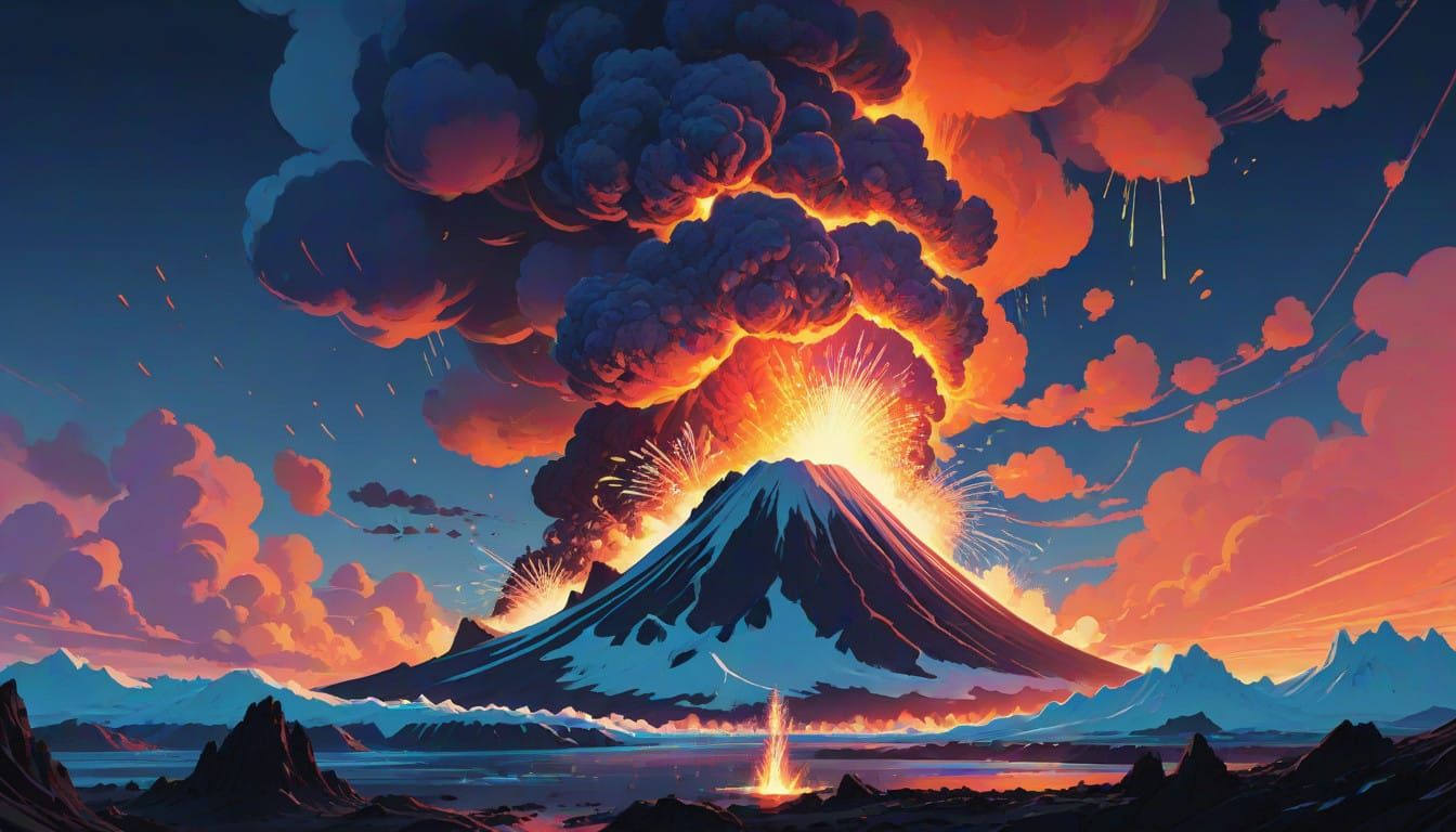 volcanic eruption..... - Surreal Volcanic Eruption in Futuri...