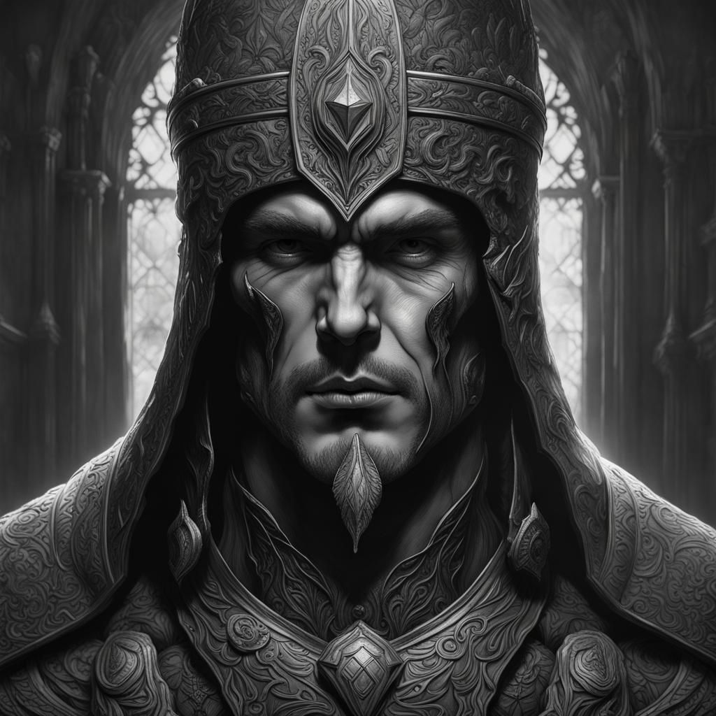 Dark, Portrait, gothic frame, godman, warrior, conqueror, strength ...